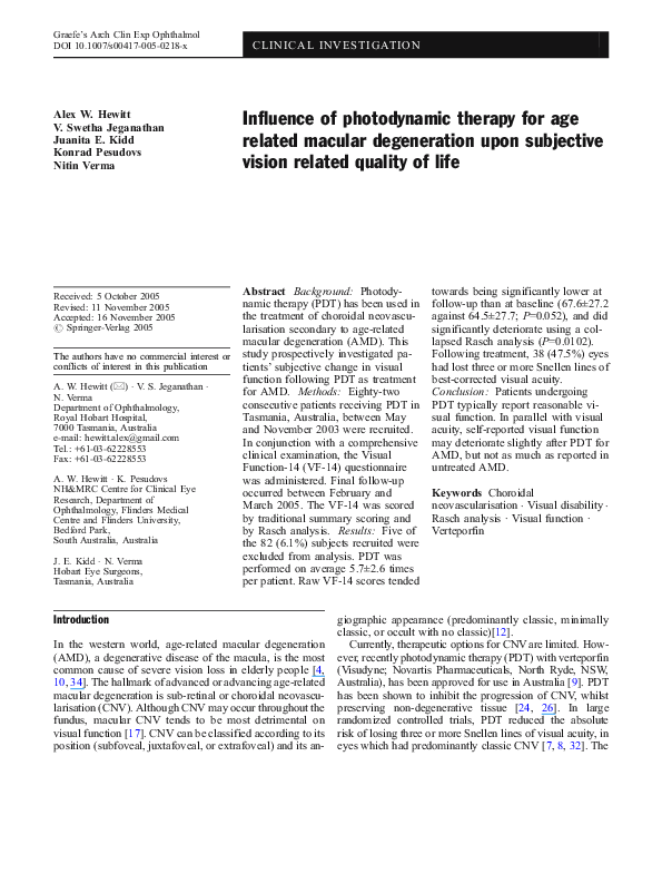 (PDF) Influence of photodynamic therapy for age related macular ...