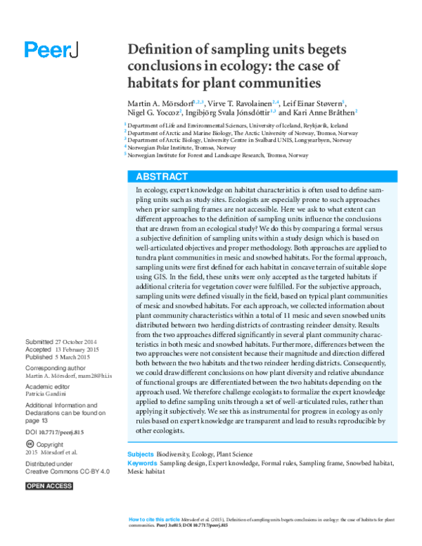 (PDF) Definition of sampling units begets conclusions in ecology: the ...