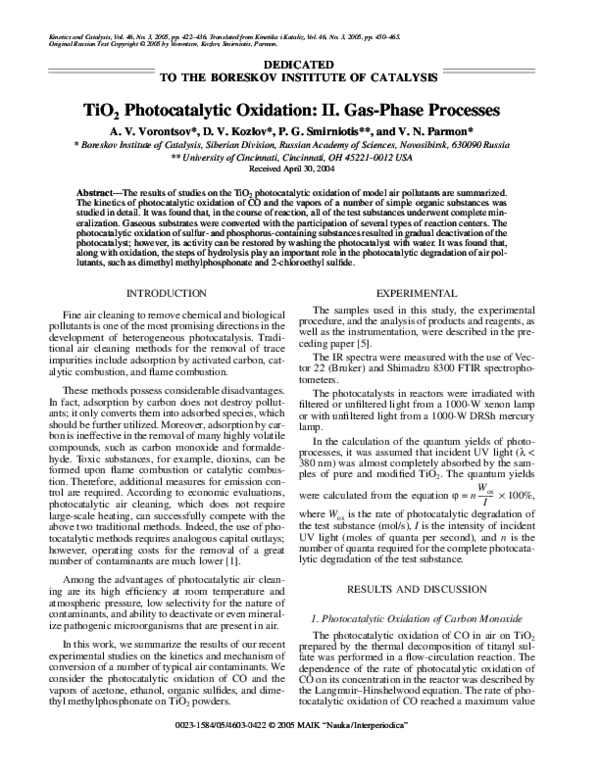 (PDF) TiO2 Photocatalytic Oxidation: II. Gas-Phase Processes