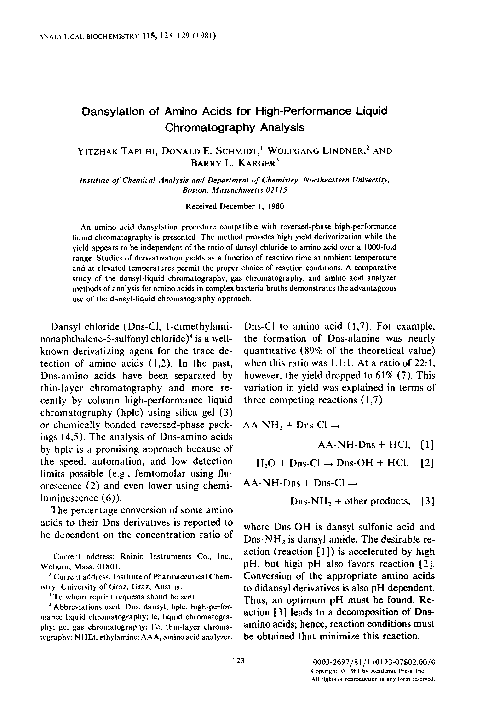 (PDF) Dansylation of amino acids for high-performance liquid ...