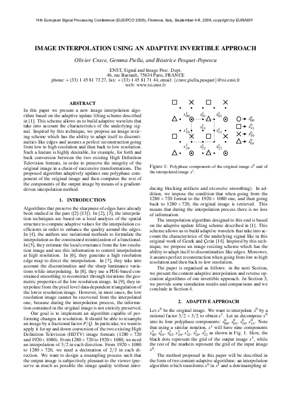Pdf Image Interpolation Using An Adaptive Invertible Approach