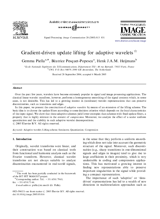 Pdf Gradient Driven Update Lifting For Adaptive Wavelets