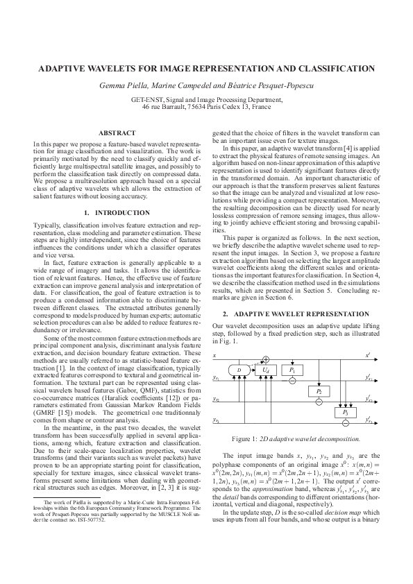 Pdf Adaptive Wavelets For Image Representation And Classification