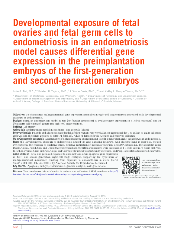 (PDF) Developmental exposure of fetal ovaries and fetal germ cells to ...