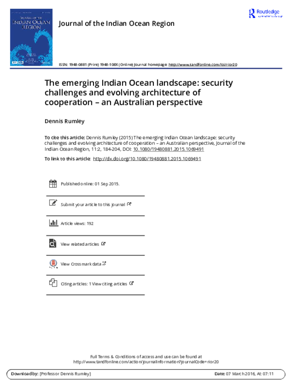 (PDF) The emerging Indian Ocean landscape: security challenges and ...