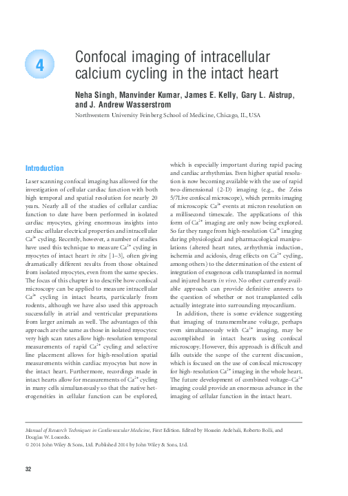 (PDF) Confocal Imaging of Intracellular calcium Cycling in the Intact Heart