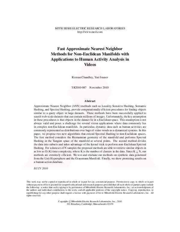 Pdf Fast Approximate Nearest Neighbor Methods For Example Based Video Search