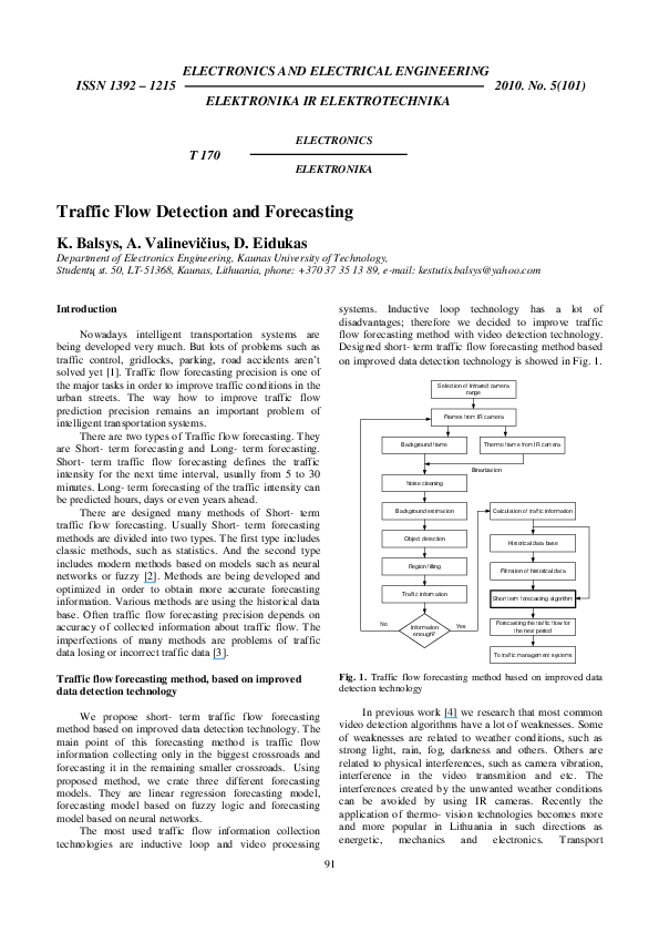 (PDF) Traffic Flow Detection and Forecasting
