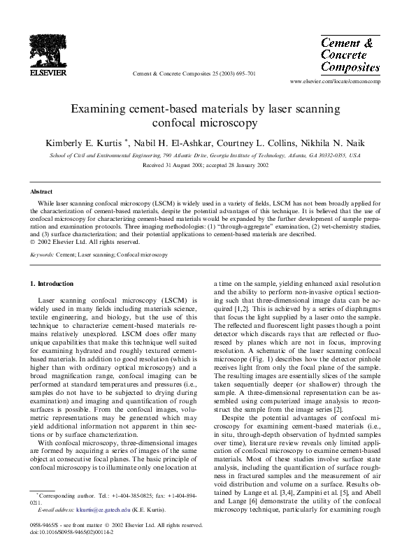 (PDF) Examining cement-based materials by laser scanning confocal microscopy