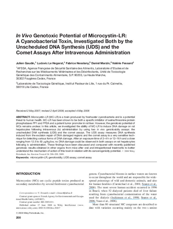 (PDF) In vivo genotoxic potential of microcystin-LR: A cyanobacterial ...