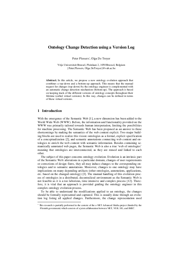 (PDF) Ontology Change Detection Using a Version Log