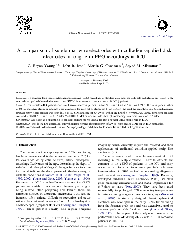 (PDF) Subdermal vs. Collodion Electrodes in ICU EEG