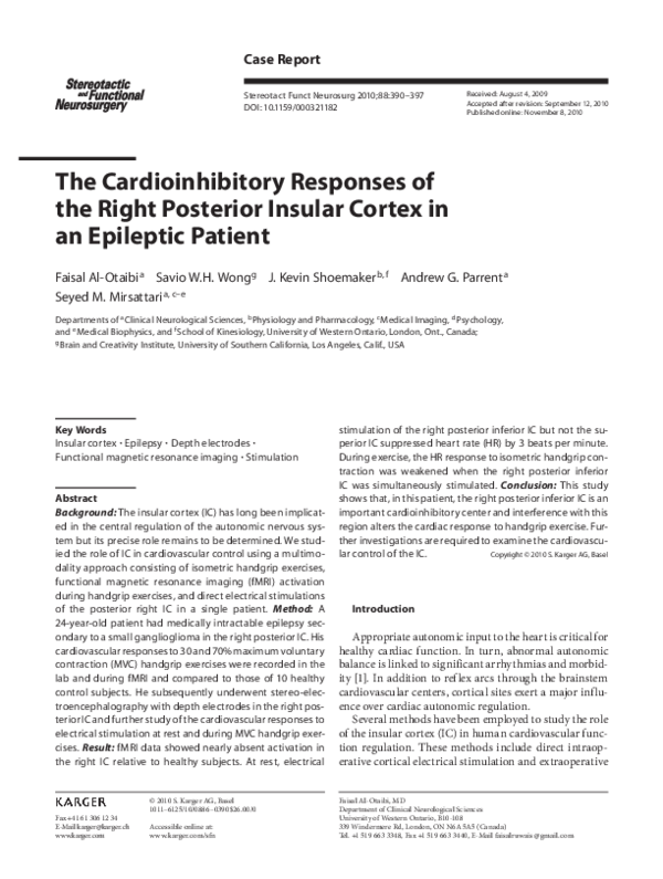 (PDF) The Cardioinhibitory Responses of the Right Posterior Insular ...