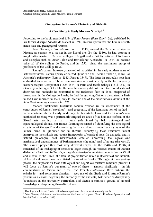 (PDF) Comparison in Ramus's Rhetoric and Dialectic: A Case Study in ...