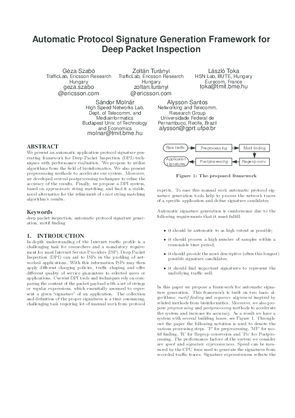(PDF) Automatic Protocol Signature Generation Framework for Deep Packet ...