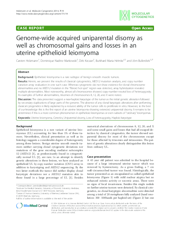 (PDF) Genome-wide acquired uniparental disomy as well as chromosomal ...