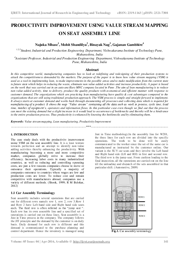 (PDF) PRODUCTIVITY IMPROVEMENT USING VALUE STREAM MAPPING ON SEAT ...