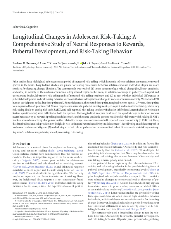 (PDF) Longitudinal changes in adolescent risk-taking: a comprehensive ...