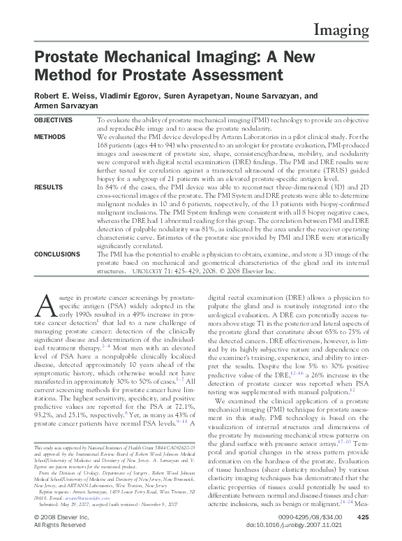 (PDF) Prostate Mechanical Imaging: A New Method for Prostate Assessment