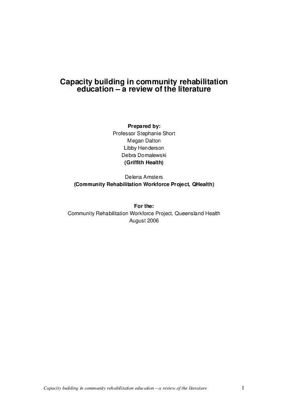 (PDF) Capacity building in community rehabilitation education a review ...