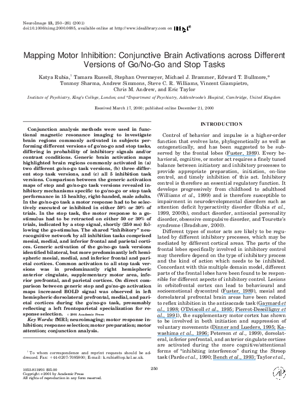 (PDF) Brain activation in schizophrenia during performing a go-no-go ...
