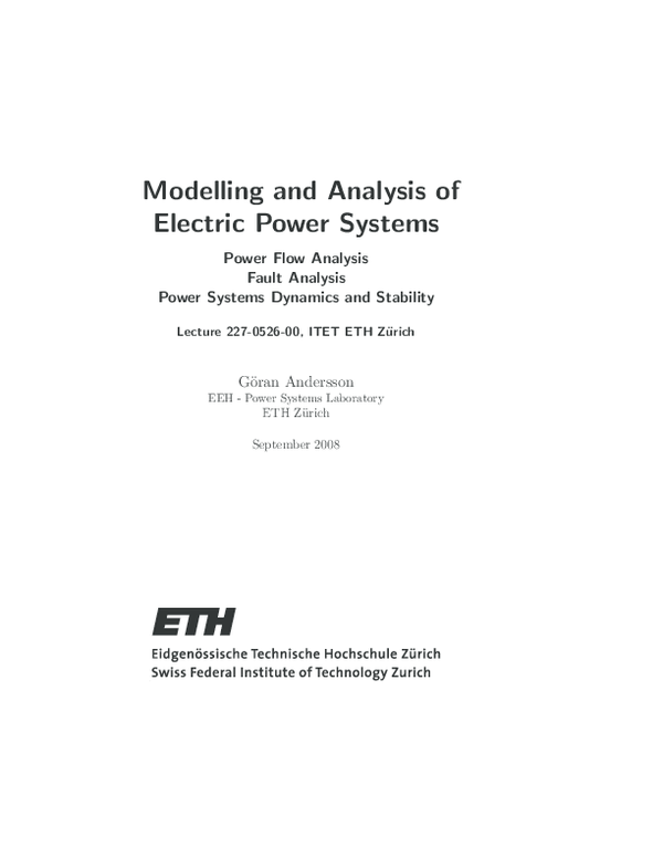 (PDF) Modelling and Analysis of Electric Power Systems Power Flow Analysis Fault Analysis Power ...