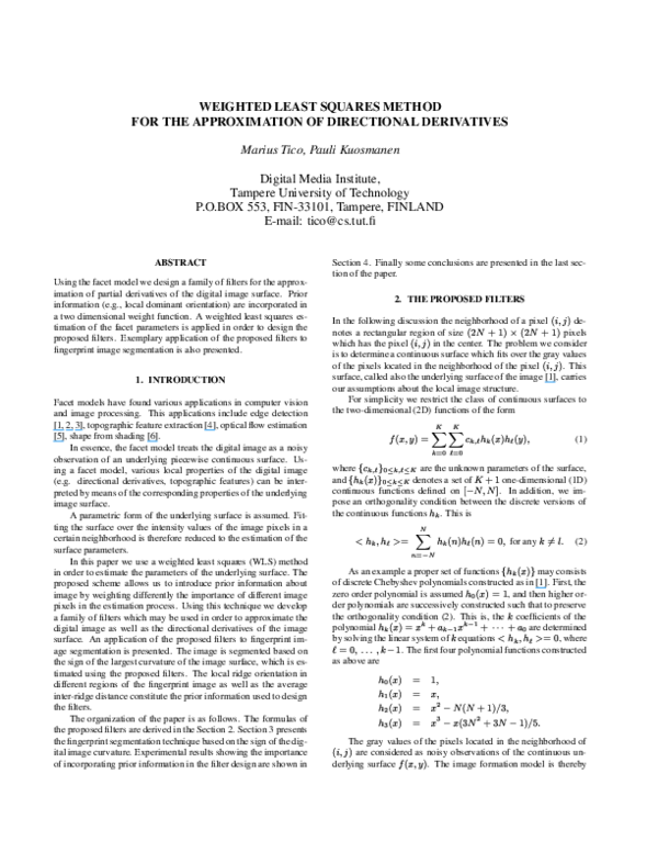 (PDF) Weighted least squares method for the approximation of directional derivatives