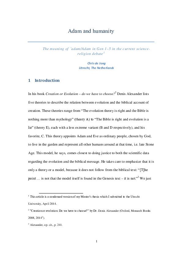 (PDF) Adam and humanity
