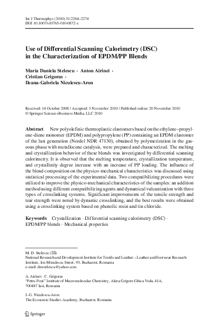 (PDF) Use of Differential Scanning Calorimetry (DSC) in the ...