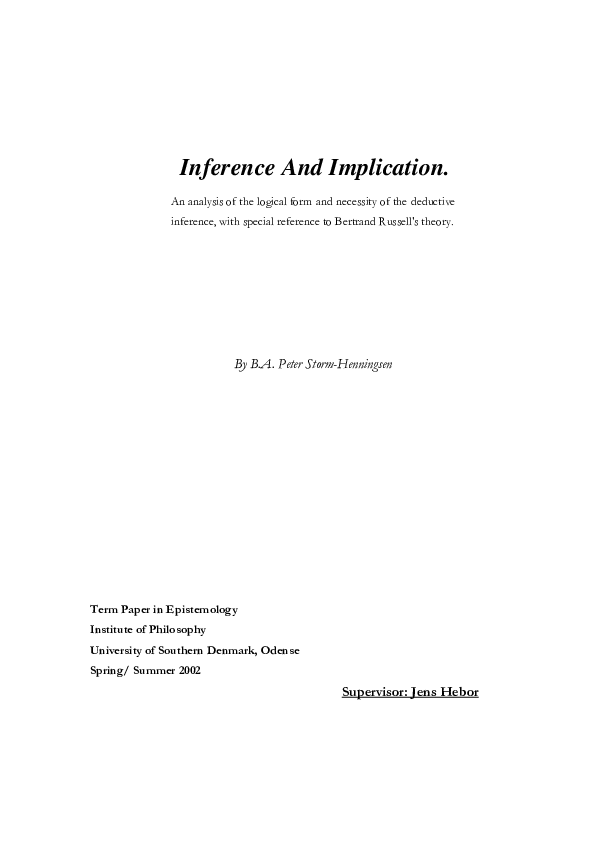 (PDF) Inference And Implication
