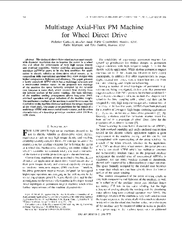 (PDF) Multistage axial-flux PM machine for wheel direct drive
