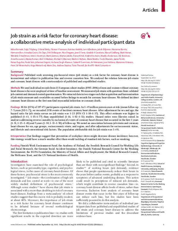 (PDF) Job Strain as a Risk Factor for the Onset of Type 2 Diabetes ...