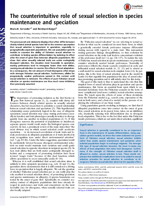 (PDF) The counterintuitive role of sexual selection in species ...