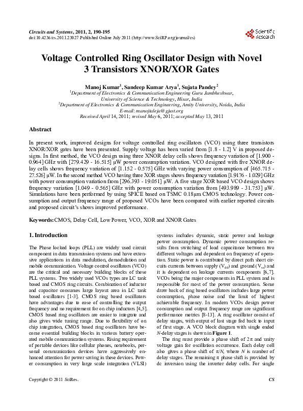 (PDF) Voltage Controlled Ring Oscillator Design with Novel 3 ...