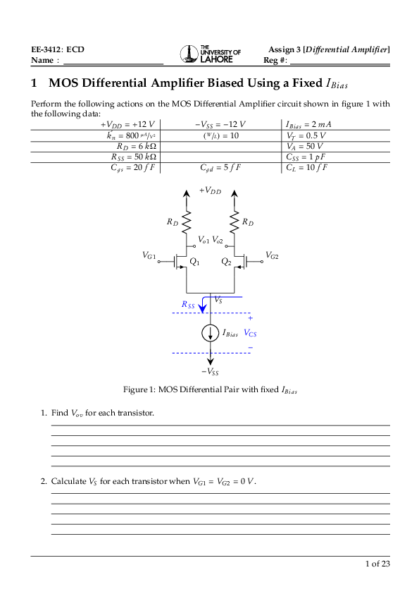 (PDF) MOS Differential Amplifier Biased Using a Fixed I Bi as