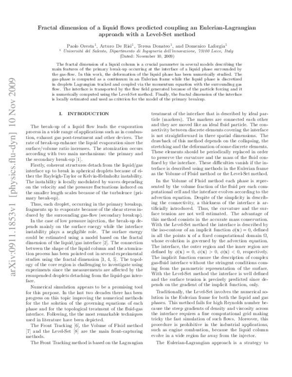 (PDF) Fractal dimension of a liquid flows predicted coupling an Eulerian-Lagrangian approach ...