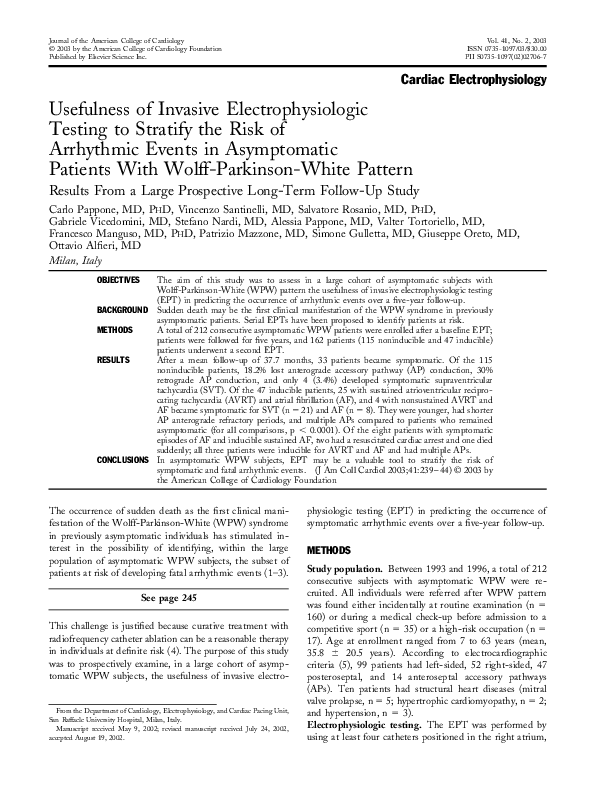 (PDF) Usefulness of invasive electrophysiologic testing to stratify the ...