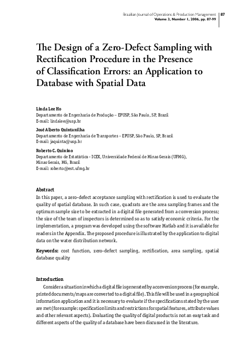 (PDF) The Design of a Zero-Defect Sampling with Rectification Procedure ...