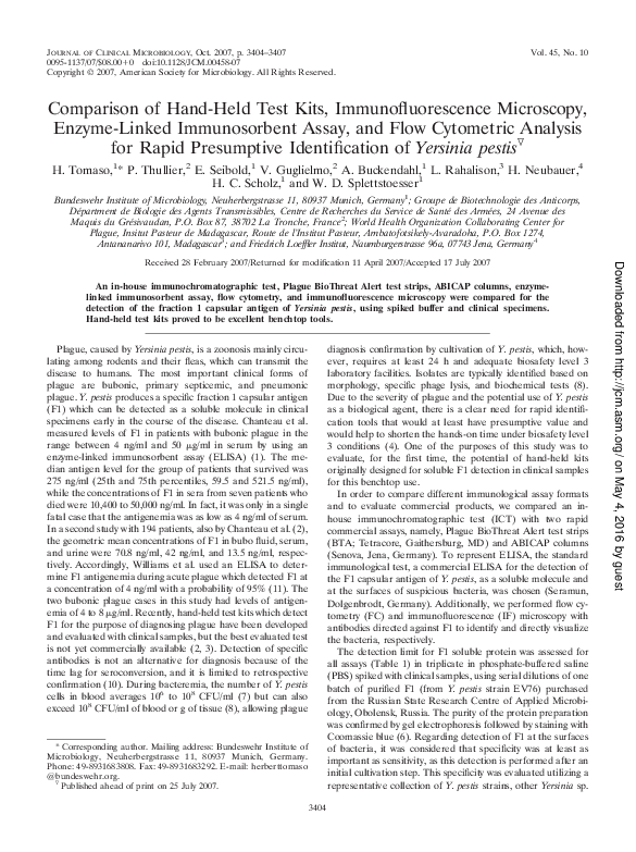 (PDF) Comparison of Hand-Held Test Kits, Immunofluorescence Microscopy ...