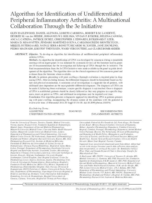 (PDF) Algorithm for identification of undifferentiated peripheral ...