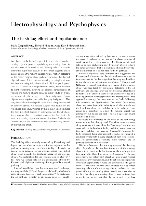 (PDF) The flash-lag effect and equiluminance