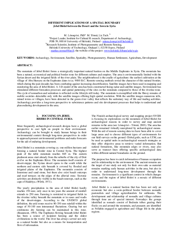 (PDF) DIFFERENT IMPLICATIONS OF A SPATIAL BOUNDARY Jebel Bishri between ...