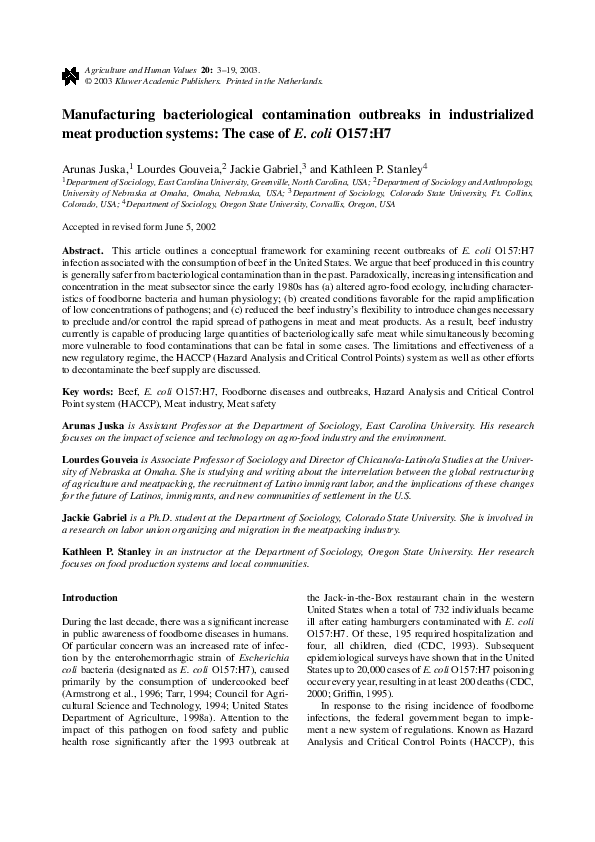 (PDF) Manufacturing bacteriological contamination outbreaks in ...