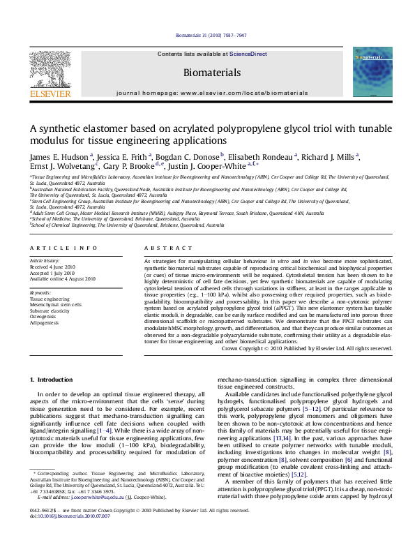 (PDF) A synthetic elastomer based on acrylated polypropylene glycol ...