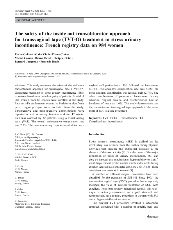 (PDF) The safety of the inside-out transobturator approach for ...
