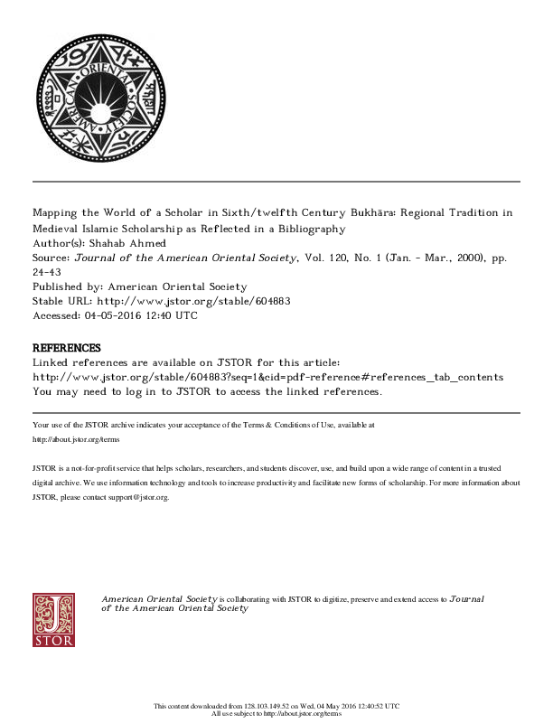 (PDF) Mapping the World of a Scholar in sixth/twelfth century Bukhara ...