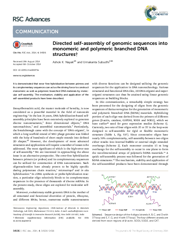 (PDF) Directed self-assembly of genomic sequences into monomeric and ...