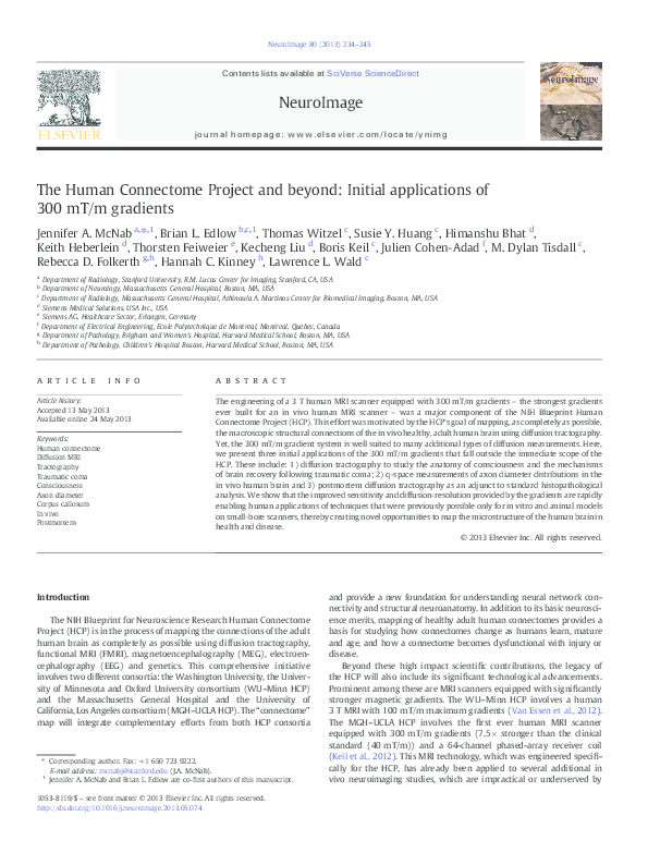 (PDF) The Human Connectome Project and beyond: Initial applications of ...