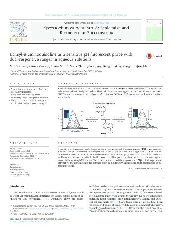 (PDF) Dansyl-8-aminoquinoline as a sensitive pH fluorescent probe with ...