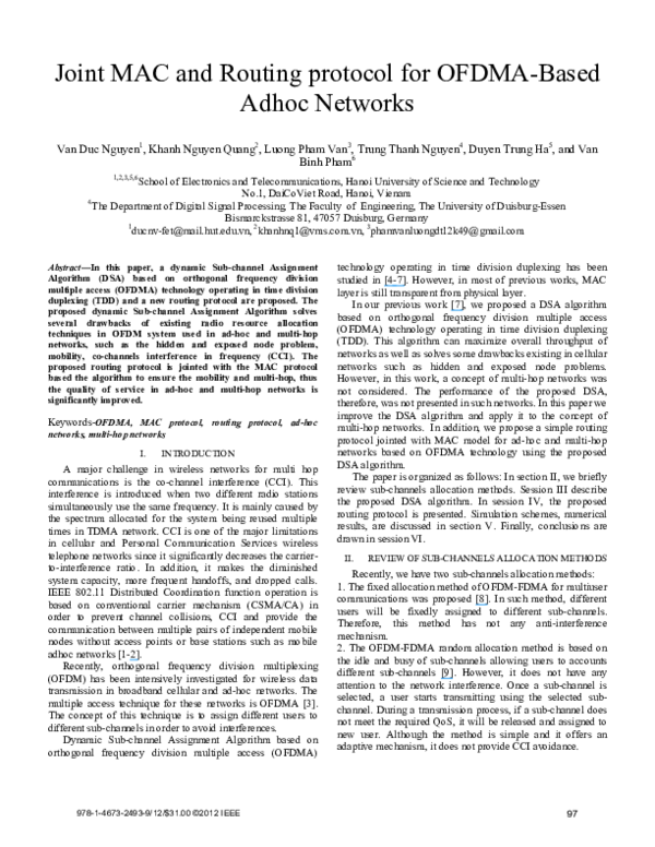 (PDF) Joint MAC and routing protocol for OFDMA-based adhoc networks